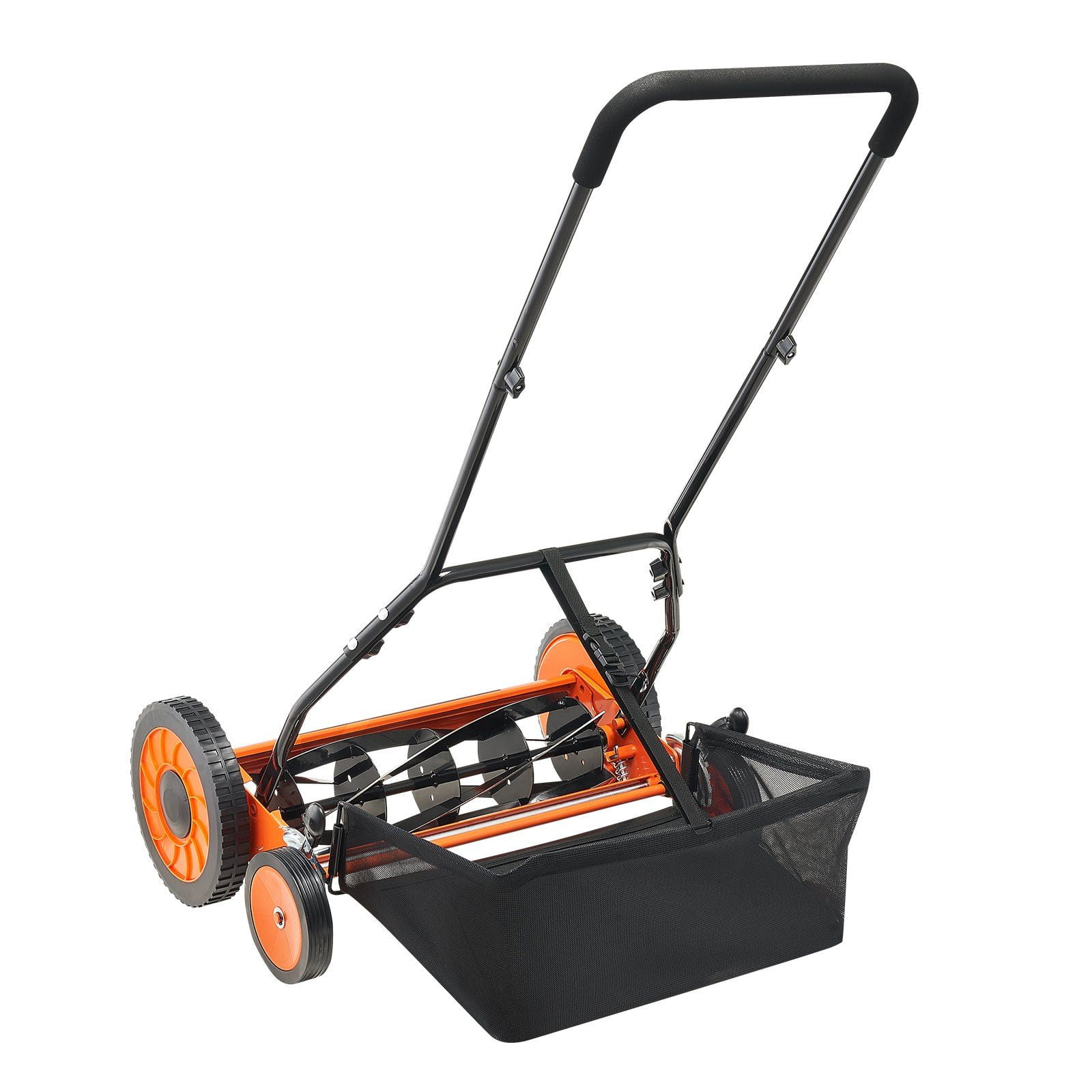 18" 5-Blade Manual Push Reel Lawn Mower with Adjustable Cutting Height ...