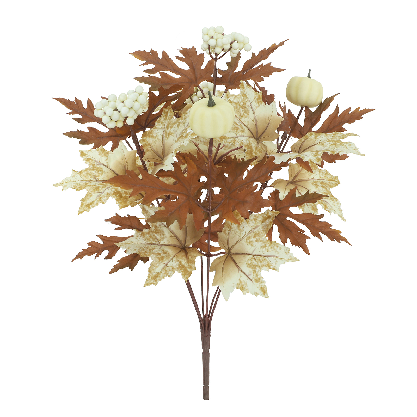 Mainstays 18" Yellow & Tan Maple Leaves Artificial Flower Bush ...
