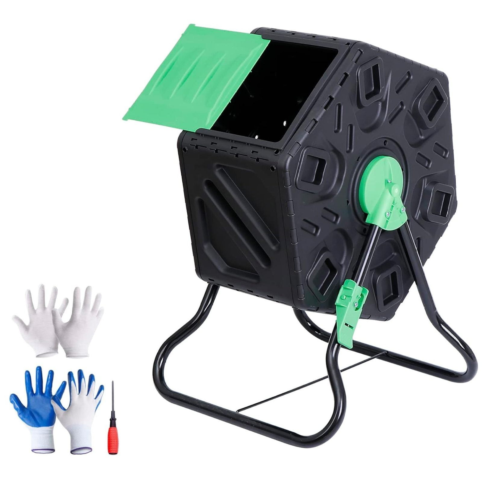 18.5 Gallon Compost Bin Small Composter Rotating Chamber Garden ...