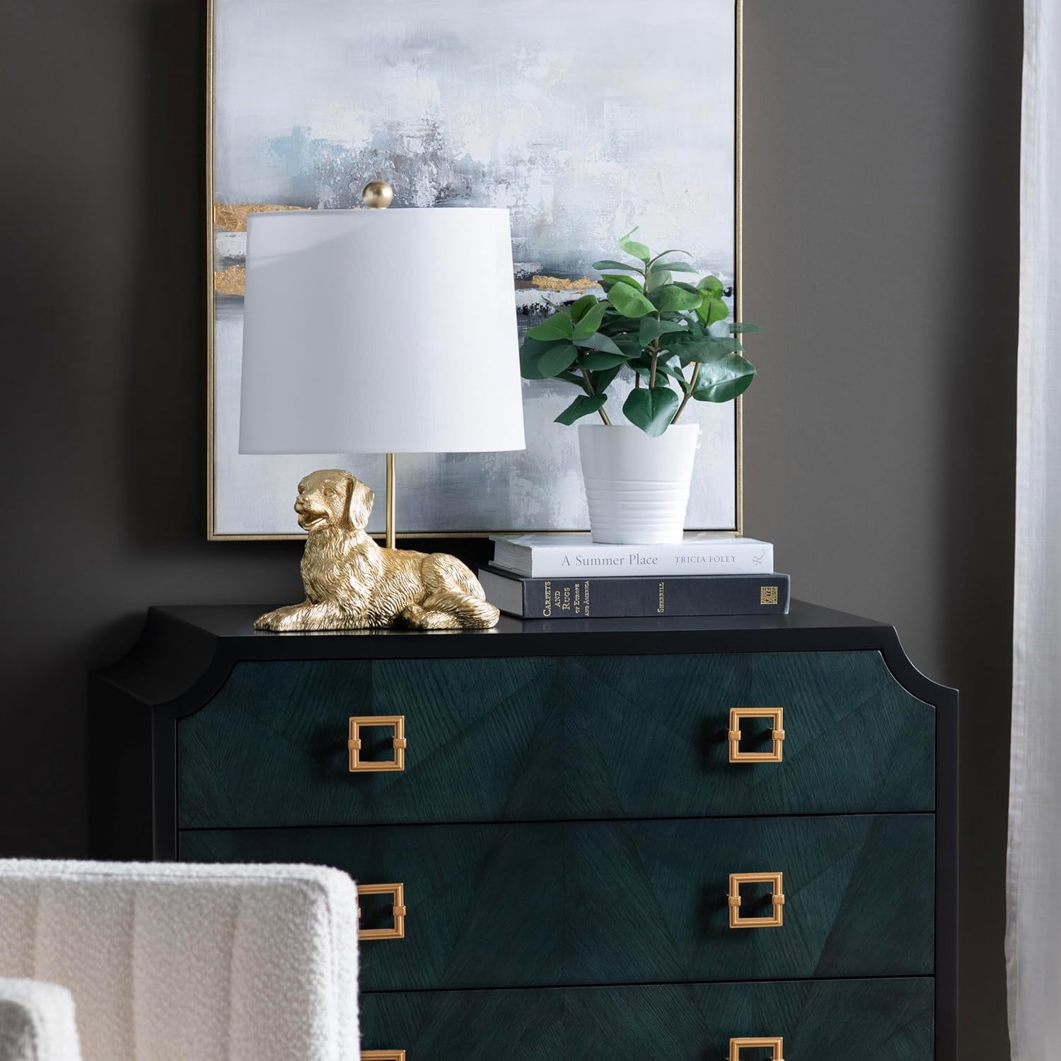 18.5" Golden Retriever Dog Table Lamp w/White Linen Shade - Walmart.com