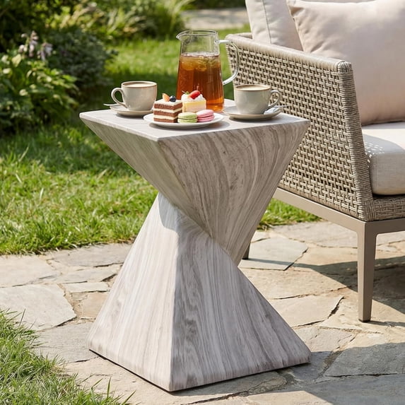 18.5" H Modern Outdoor Concrete Side Table, Patio End Table with ...