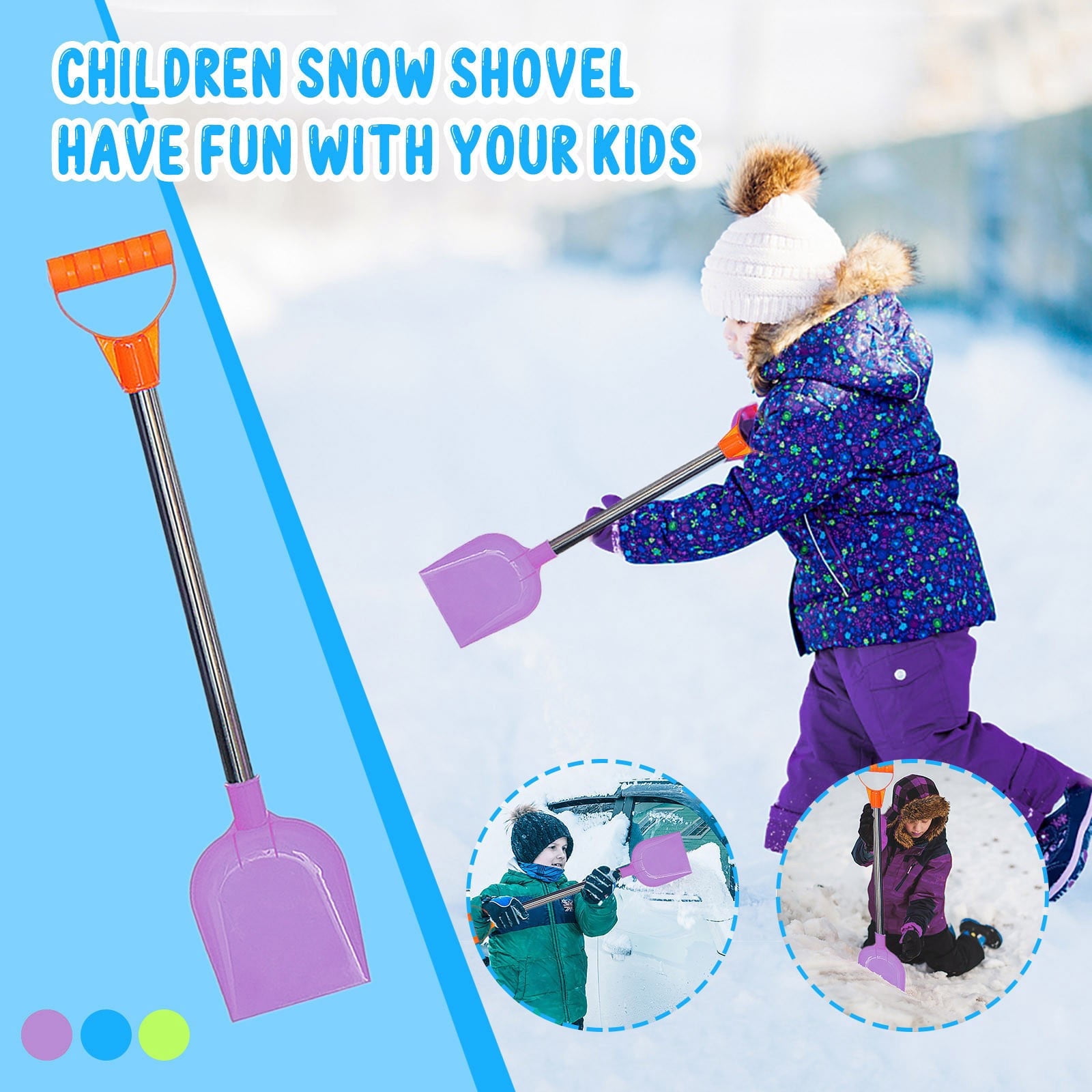 18.5" Heavy Duty Stainless Steel Snow Shovel with Plastic Scoop & D ...