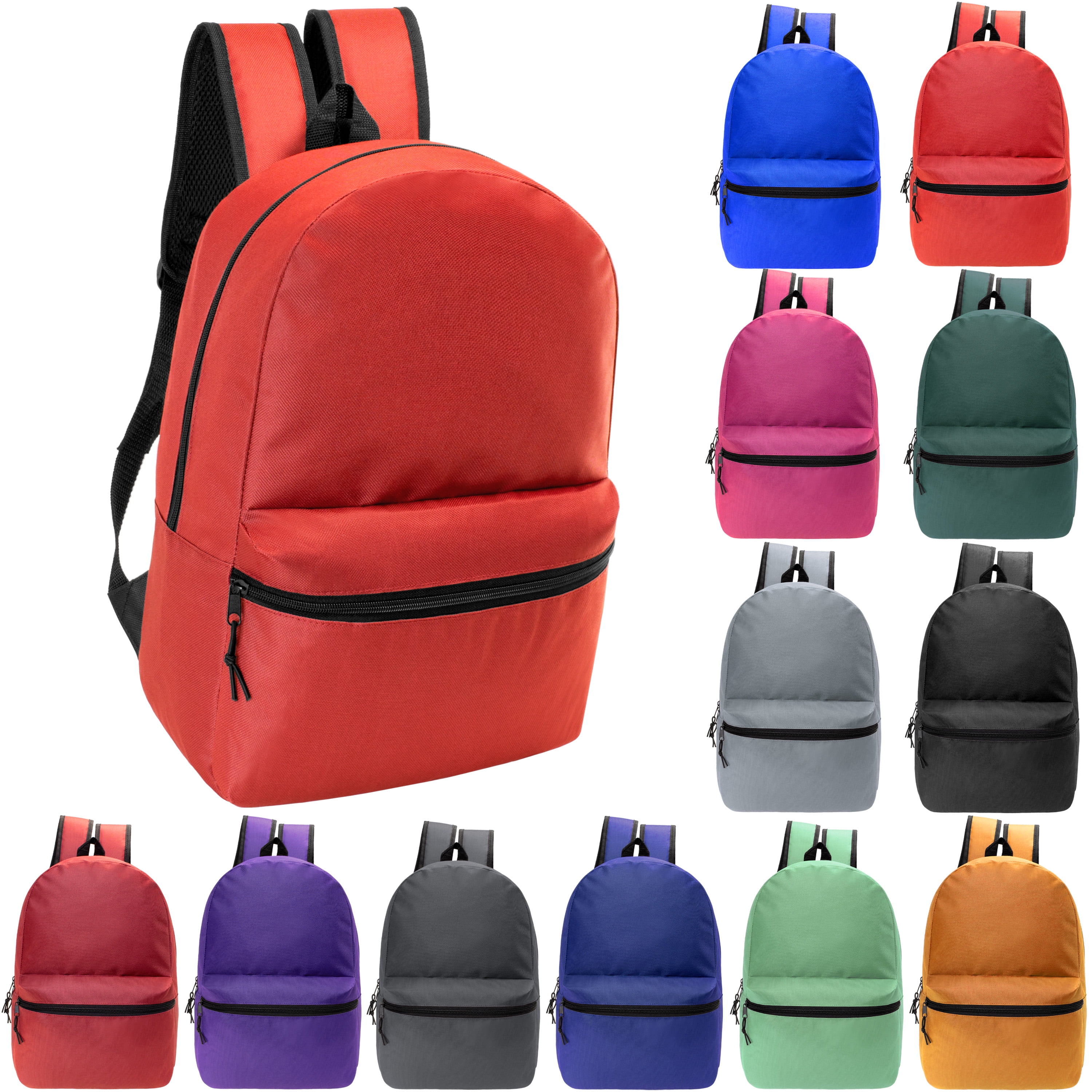 18.5" Kids Basic Wholesale Backpack in 12 Colors - Bulk Case of 24 ...