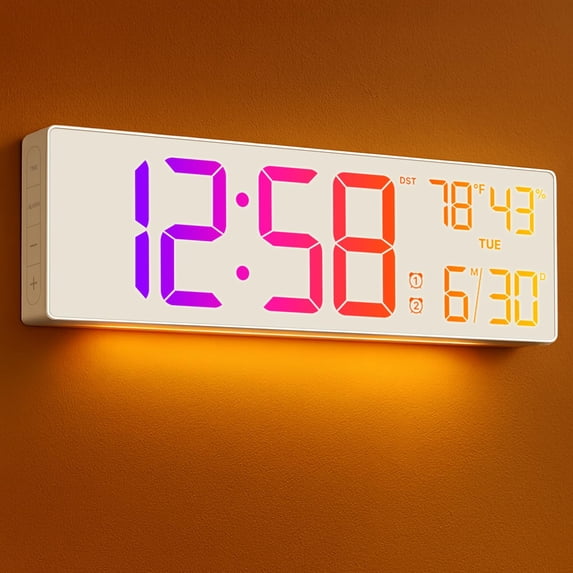 18.5" Large White Digital Wall Clock with Remote Control for Living ...