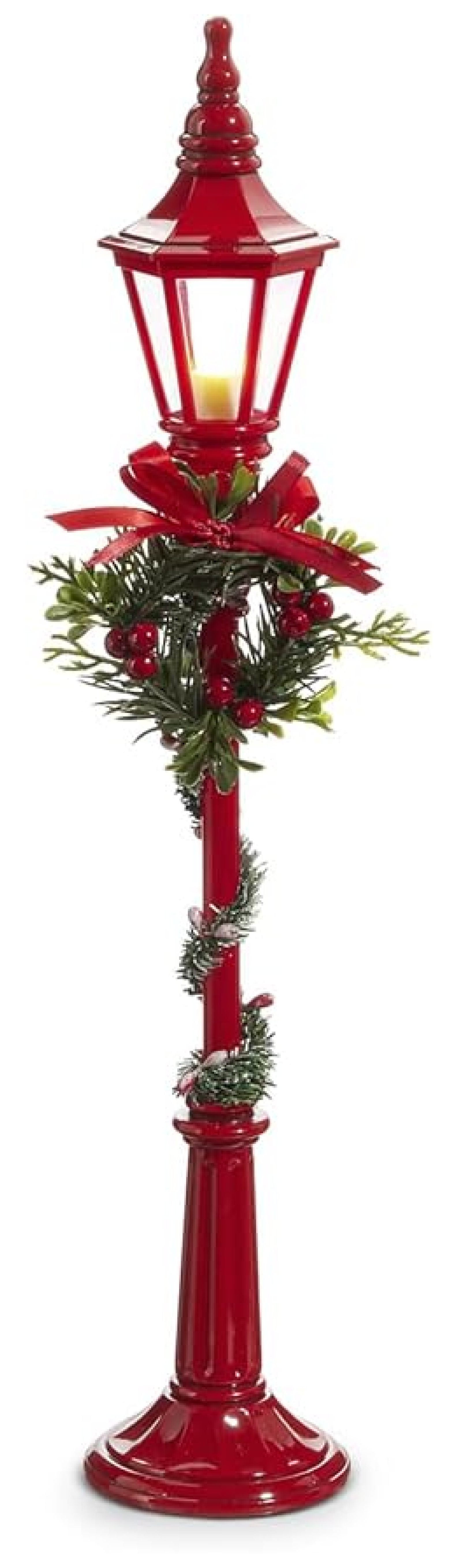 18.5" Lighted Red Lamp Post Battery Operated - Walmart.com