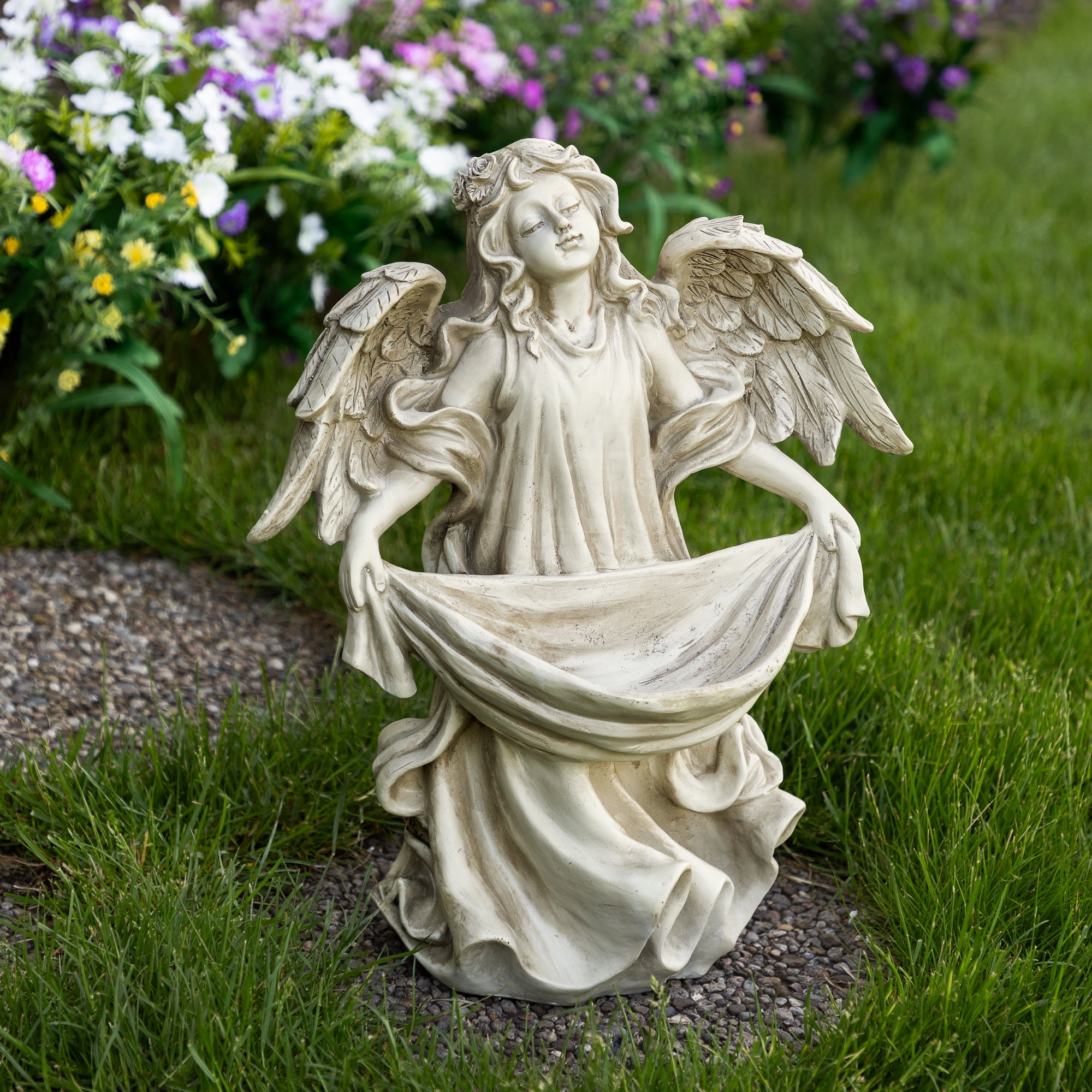 Northlight 18.5" Serene Angel Bird Feeder Outdoor Garden Statue ...