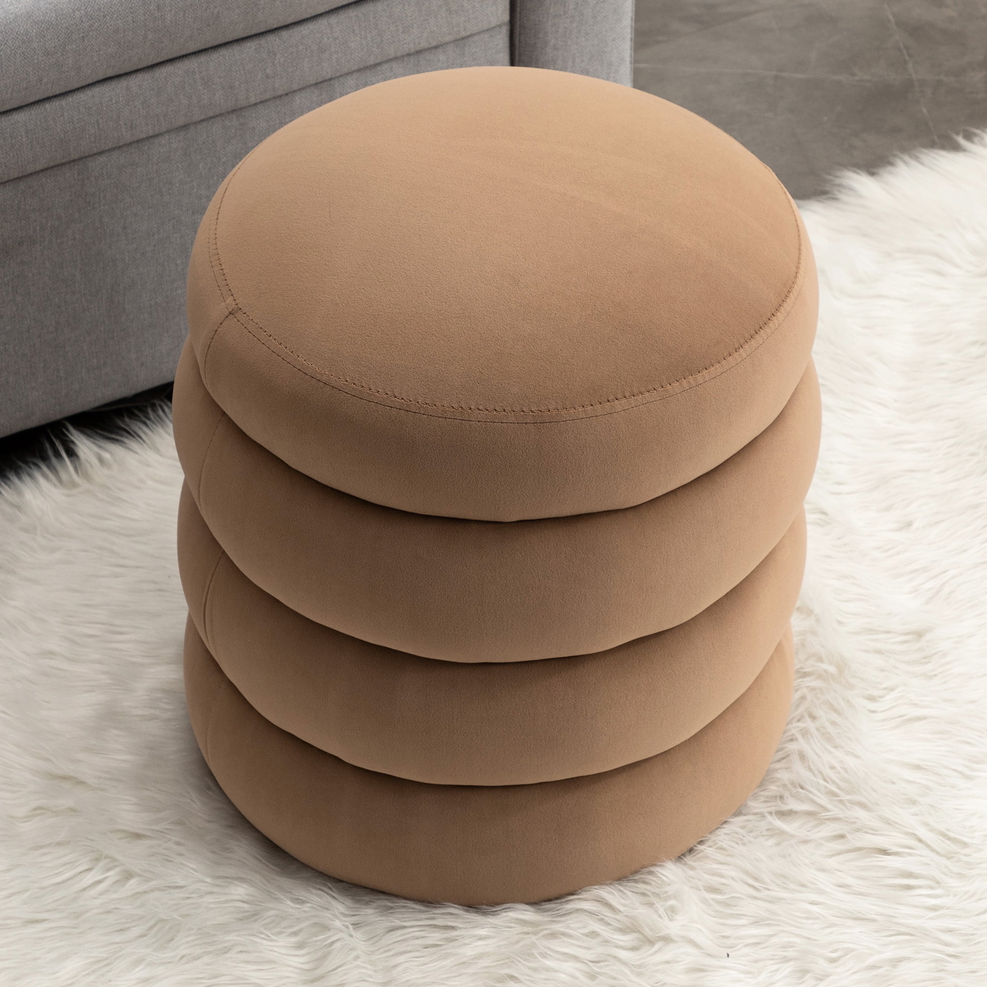 18.5" Tall Coffee Velvet Footrest, Provides Good Support Spot Cleanable ...