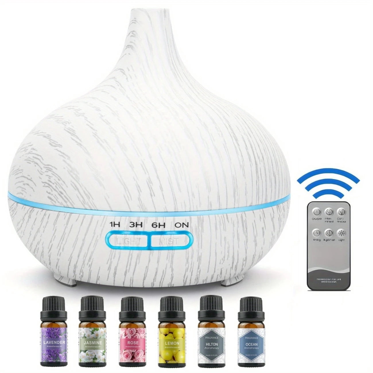 18.6oz Aroma Diffuser with 6 Essential Oils - Lavender Jasmine Rose ...