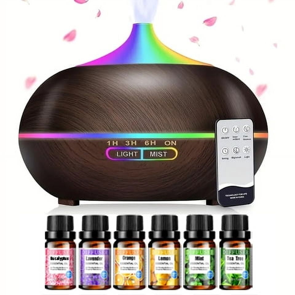 18.6oz Ultrasonic Essential Oil Diffuser with 8 LED Colors Aromatherapy ...