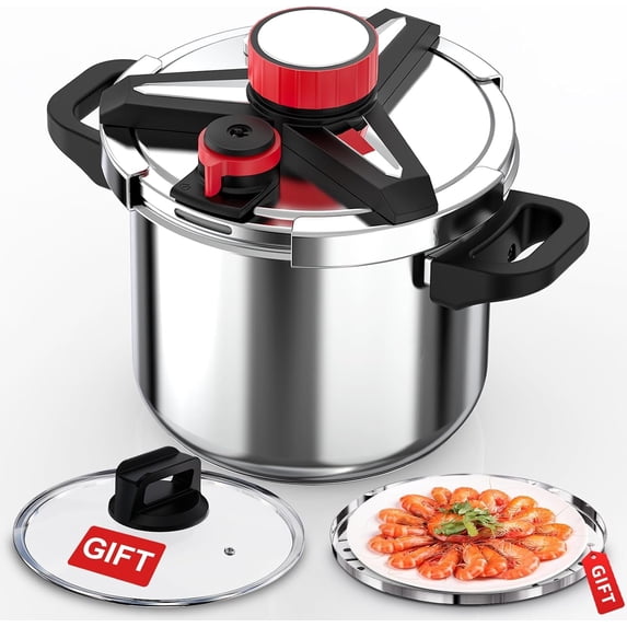 18/8 Stainless Steel Cooker 10 Quart, [One-Hand Locking] Cooker, [3-In ...
