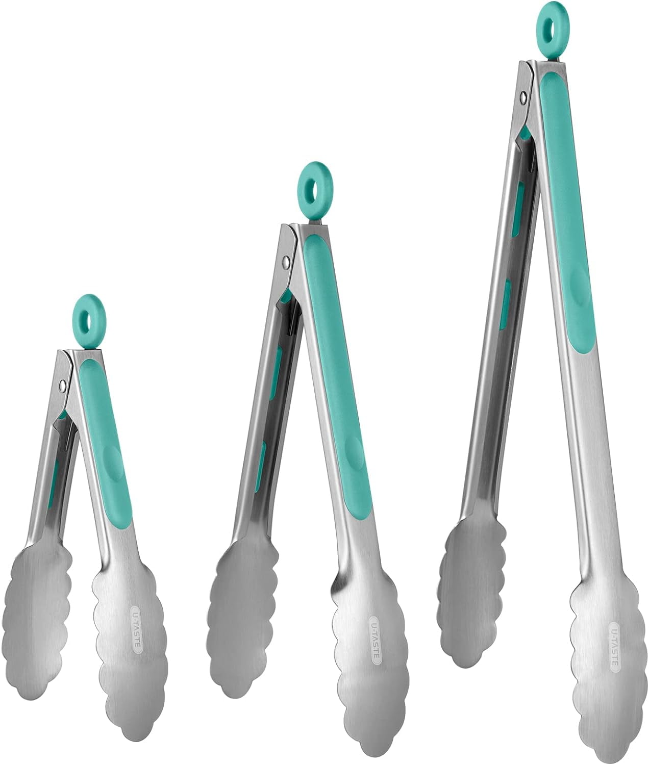 18/8 Stainless Steel Kitchen Tongs: U-Taste 7+9+12 inch Heat Resistant ...