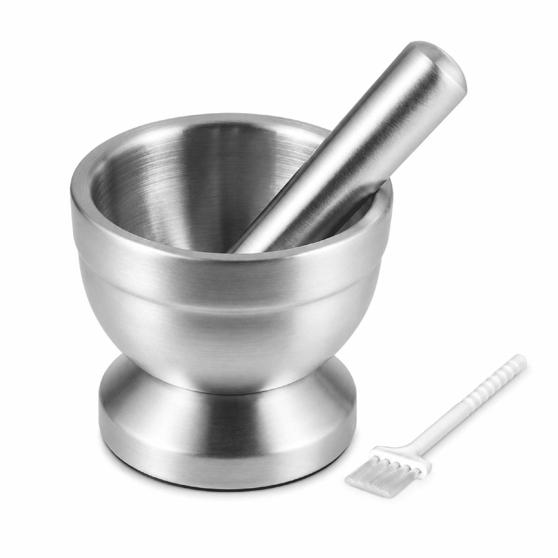 18/8 Stainless Steel Mortar and Pestle Set with Translucent Lid and ...