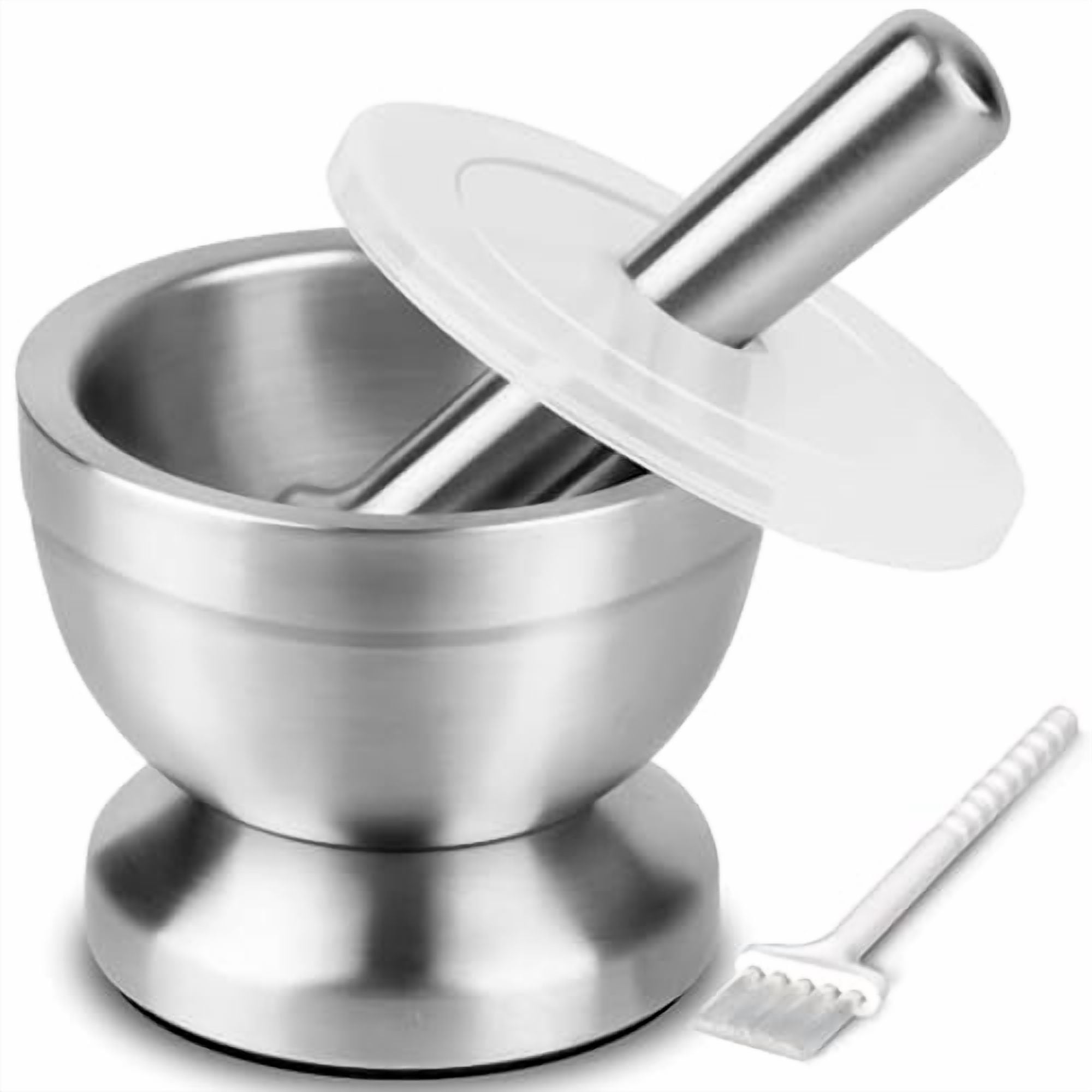 18/8 Stainless Steel Mortar and Pestle with Brush Spice Grinder Pill ...