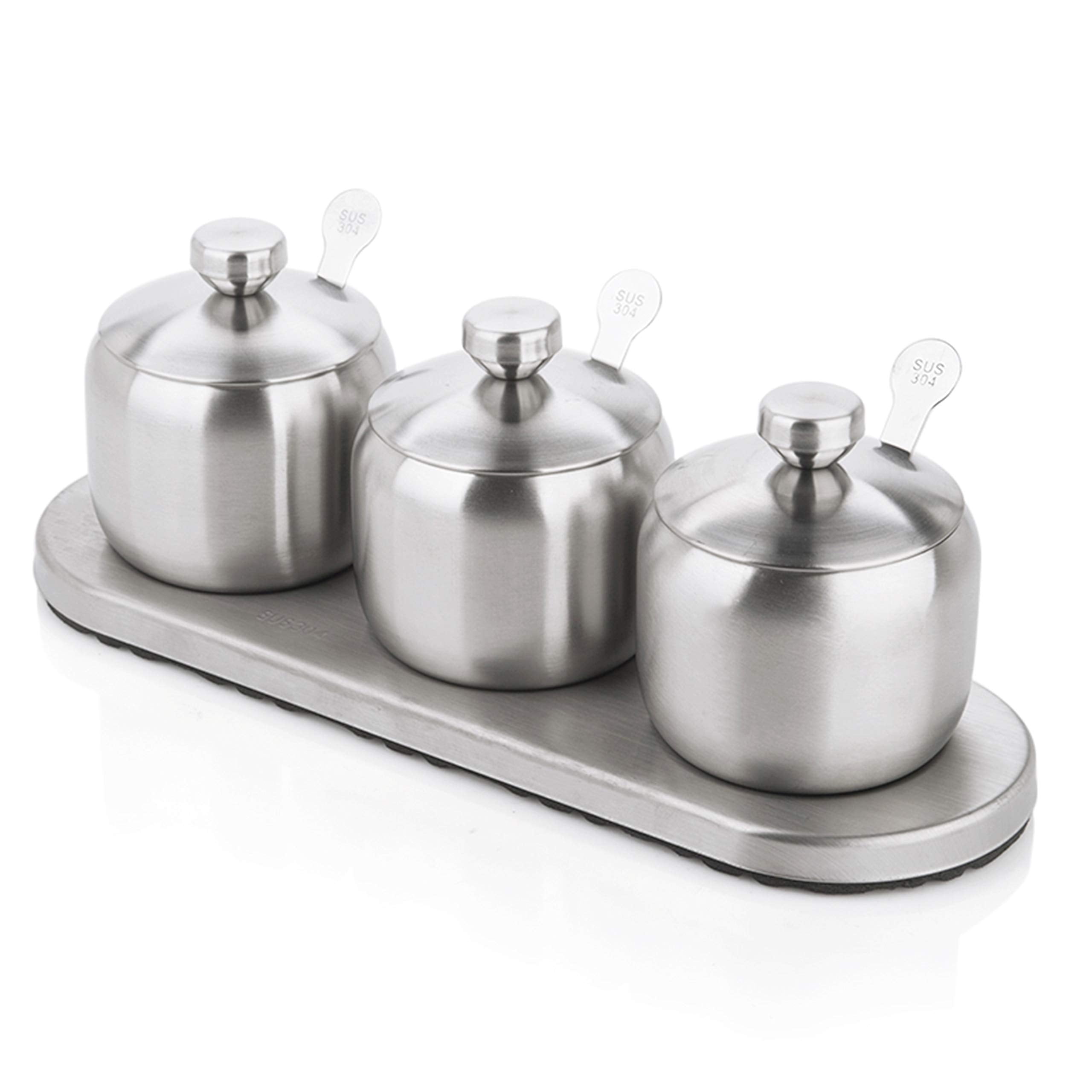 18/8 Stainless Steel Seasoning Containers Set Spice Jar Spice Rack ...