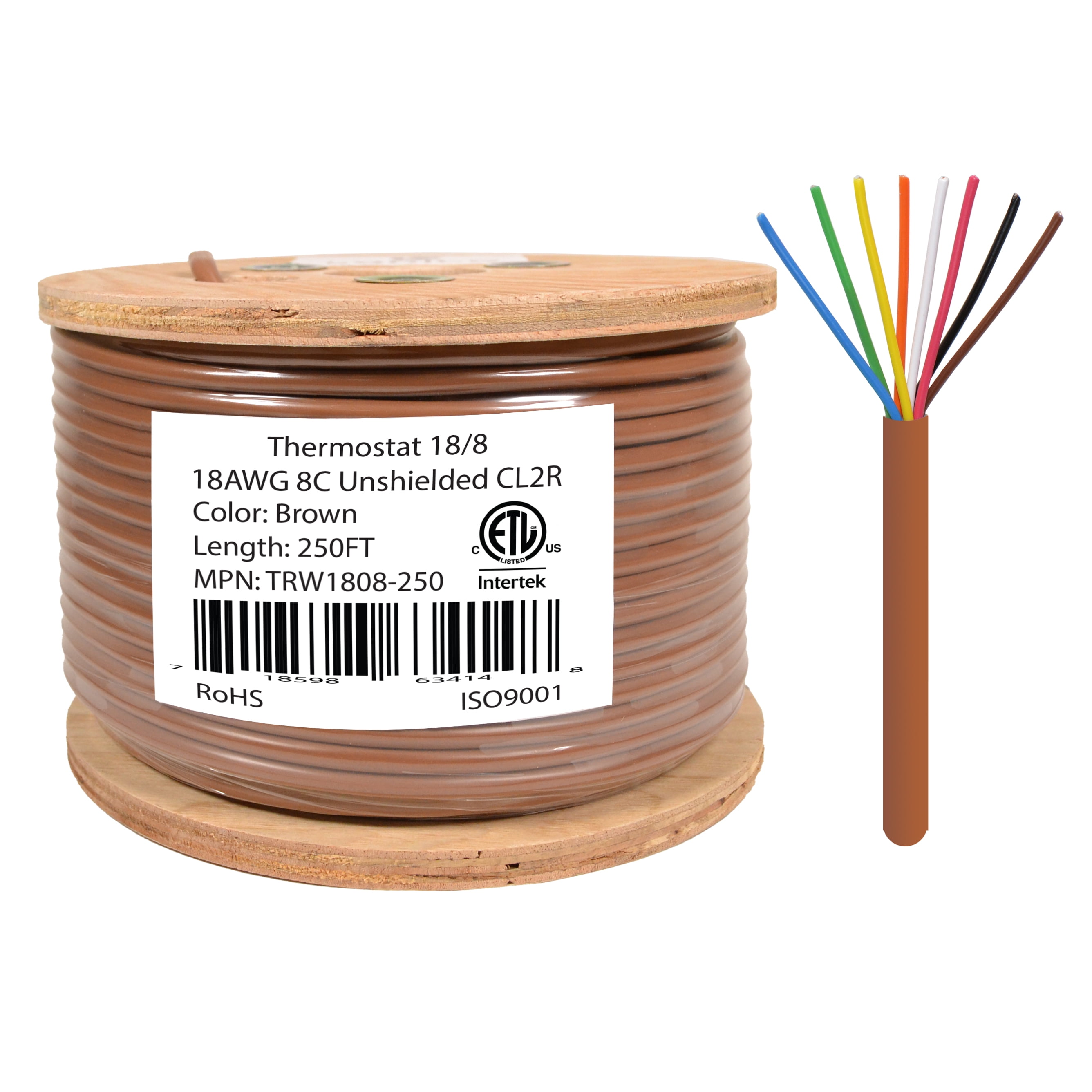 LOGICO 18/8 Thermostat Wire, 18 Gauge Solid Copper CMR, 250FT HVAC AC ...