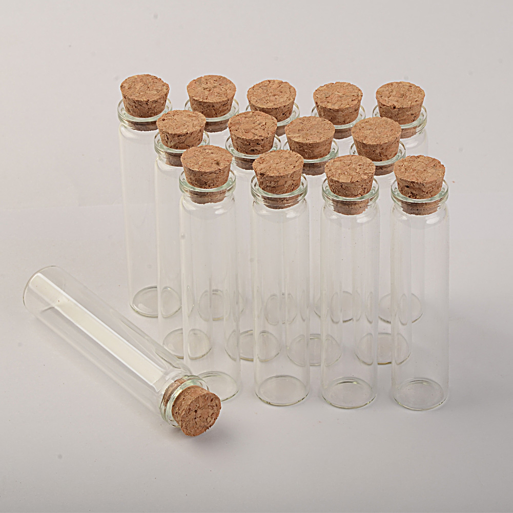 18*80*12.5mm Clear Glass Bottle with Cork Cover Glass Bottle with Cork ...