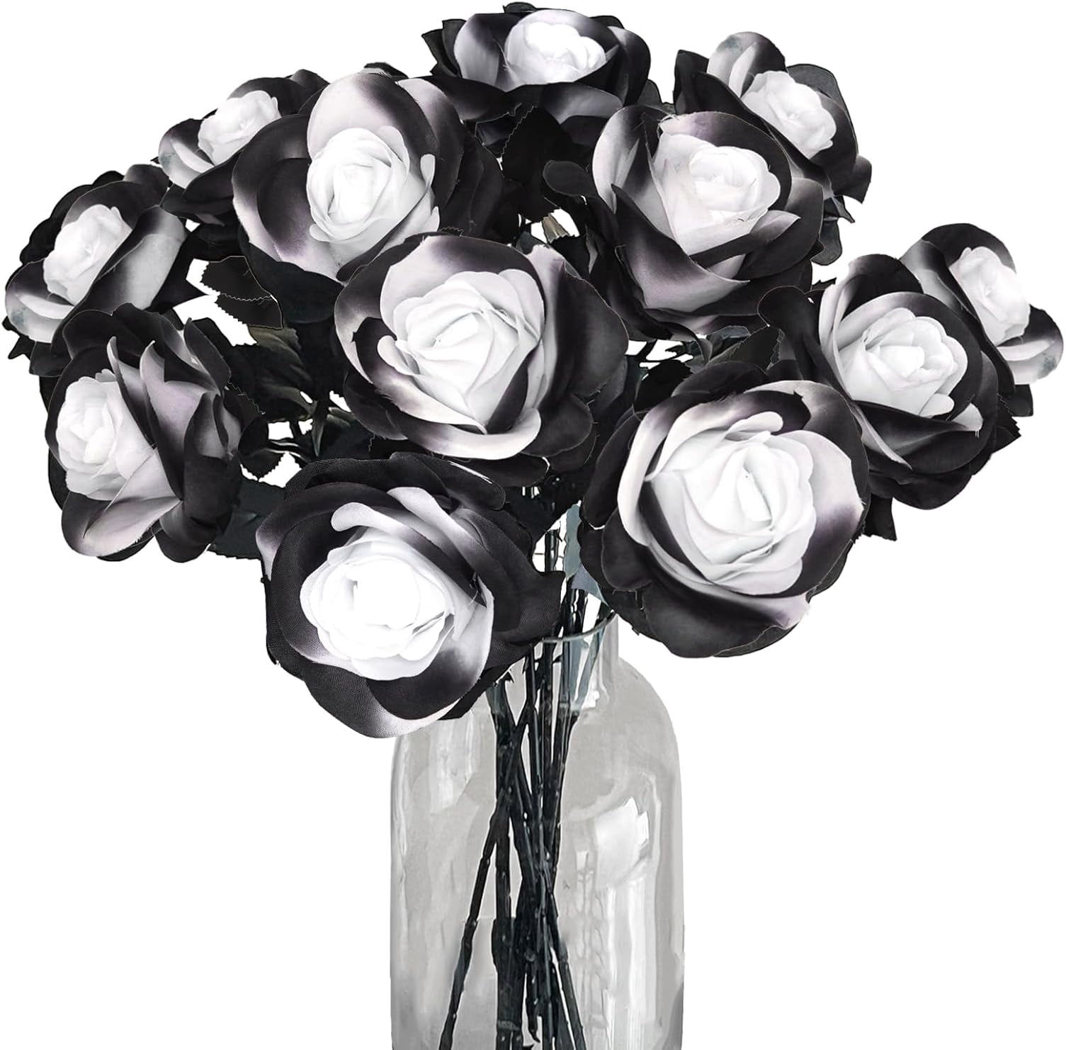 18.9'' Fake Roses 12PCS Single Stem Roses Artificial Flowers Silk ...