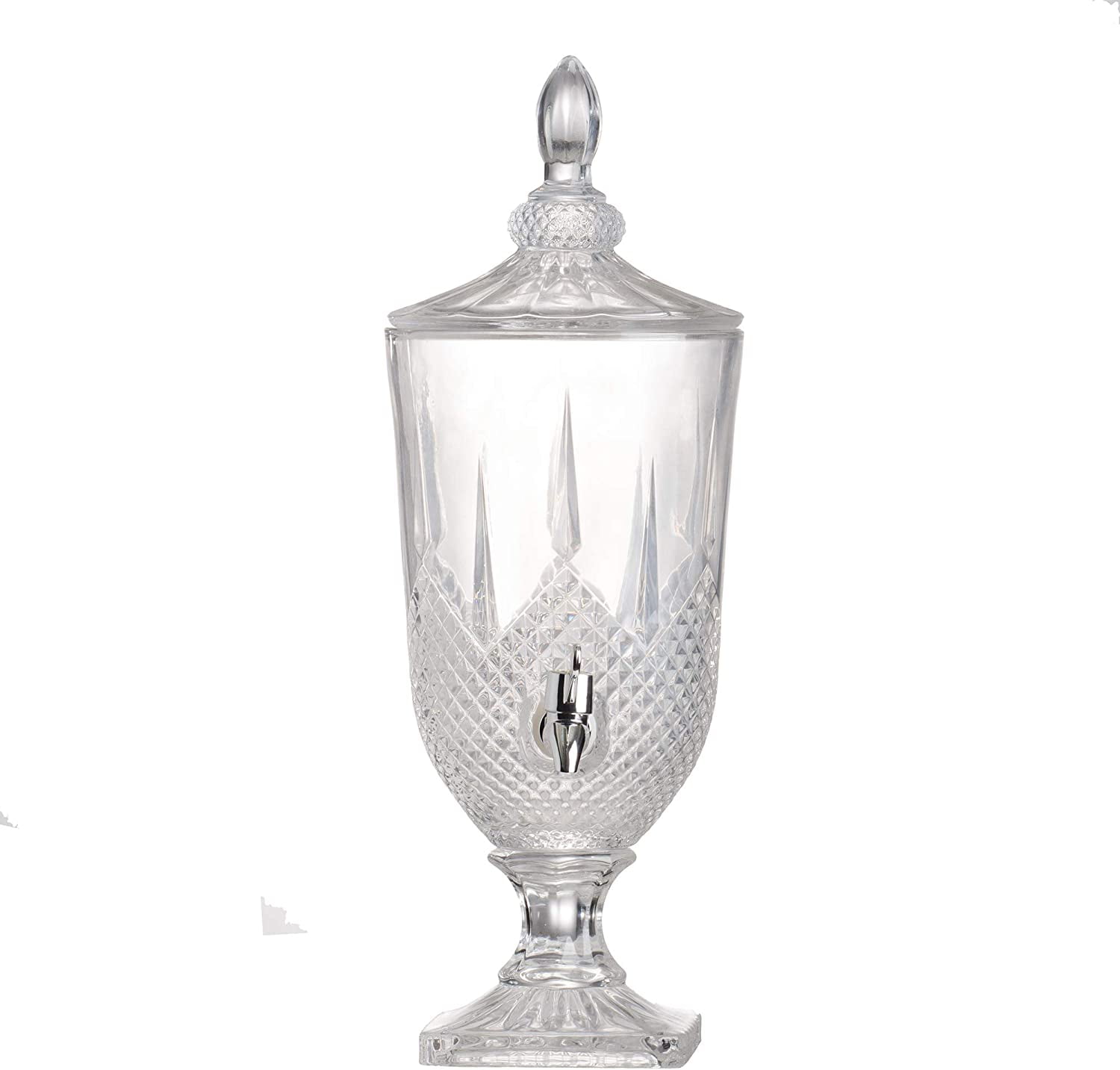 18.9" Modern Luxurious Beverage Drink Dispenser Lidded Jar Crystal ...