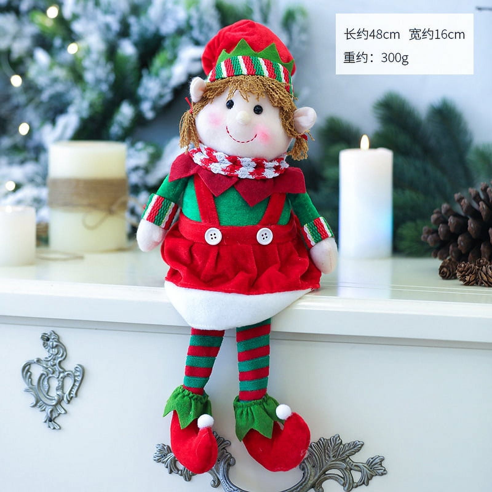 18.9 inch Christmas Cloth Long-Legged Elf Doll Plush Doll Girl Favorite ...