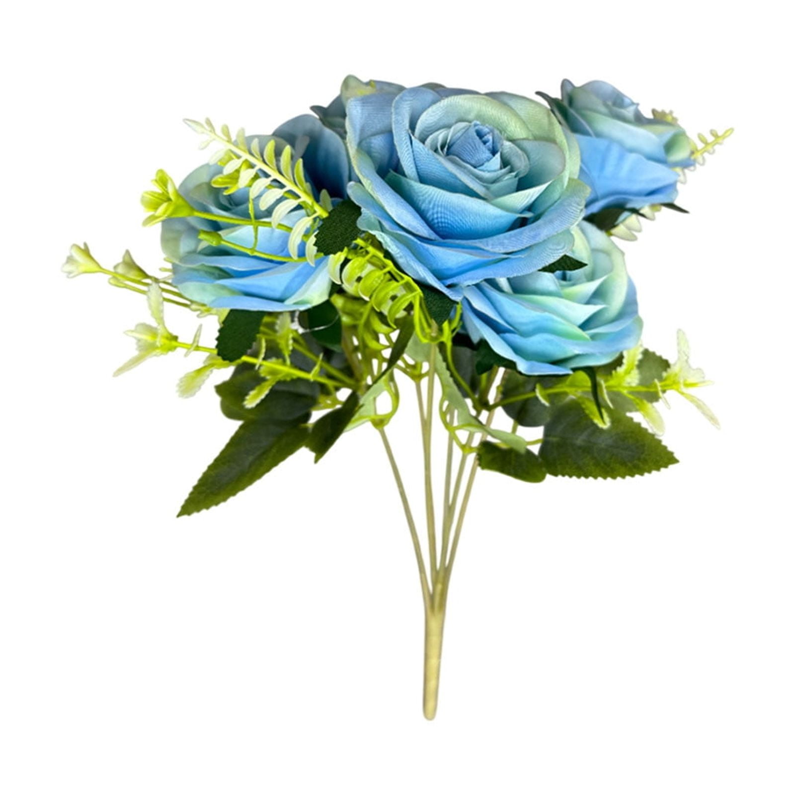 18.9in Realistic Plastic Rose Bouquet with Delicate Leaves & Buds ...