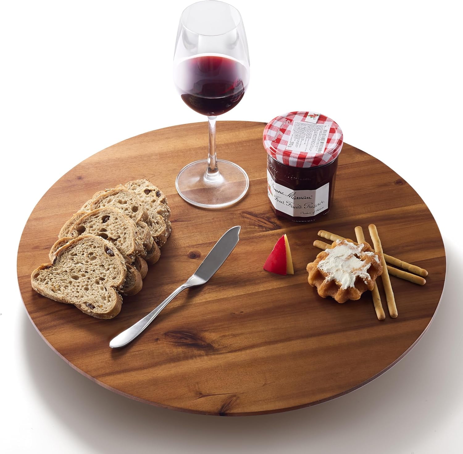 18" Acacia Wood Lazy Susan for Table Top - Wooden Turntable Serving Tray for Charcuterie Boards ...