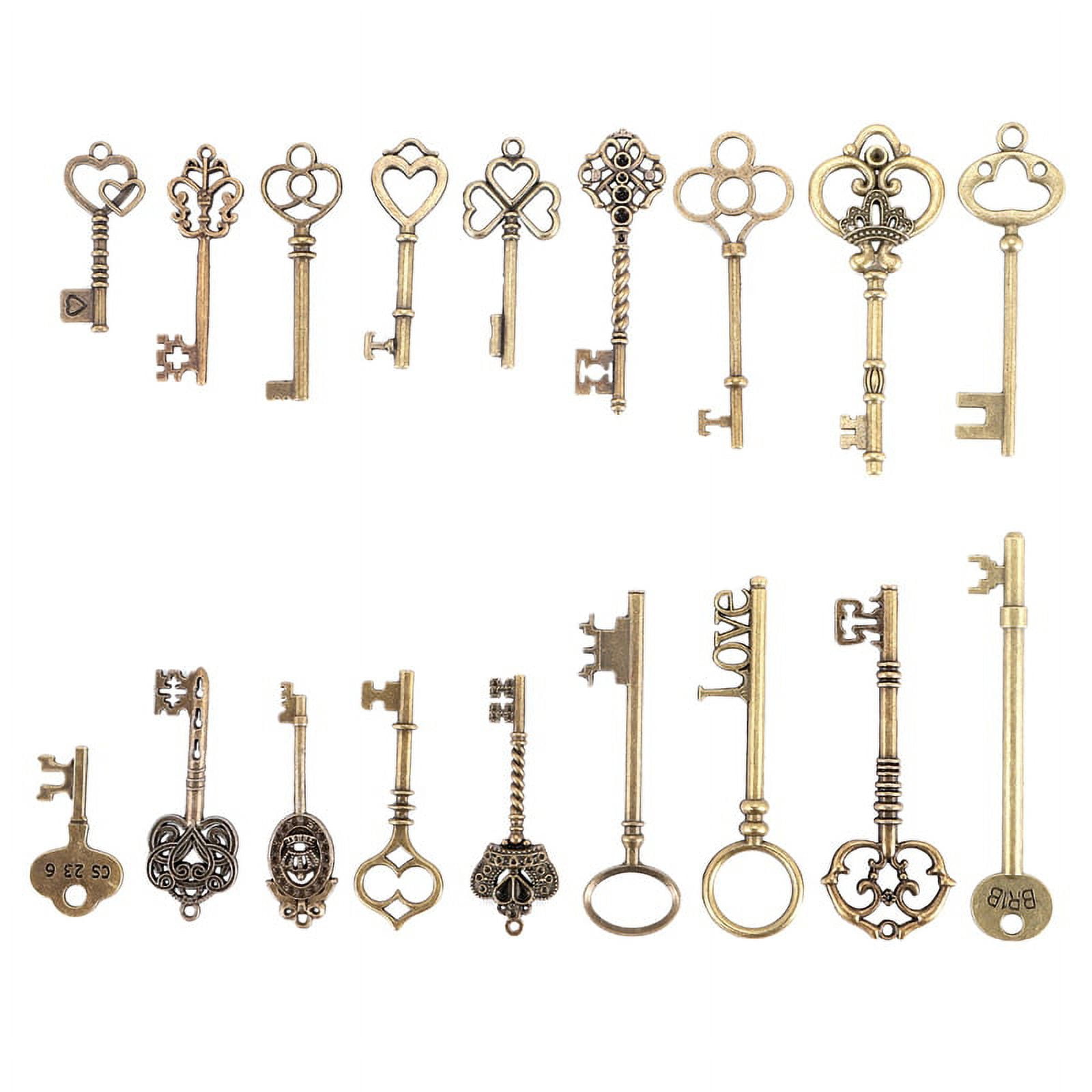 18 Antique Vintage Old Look Bronze Skeleton Key Heart Bow Lock Pendant ...