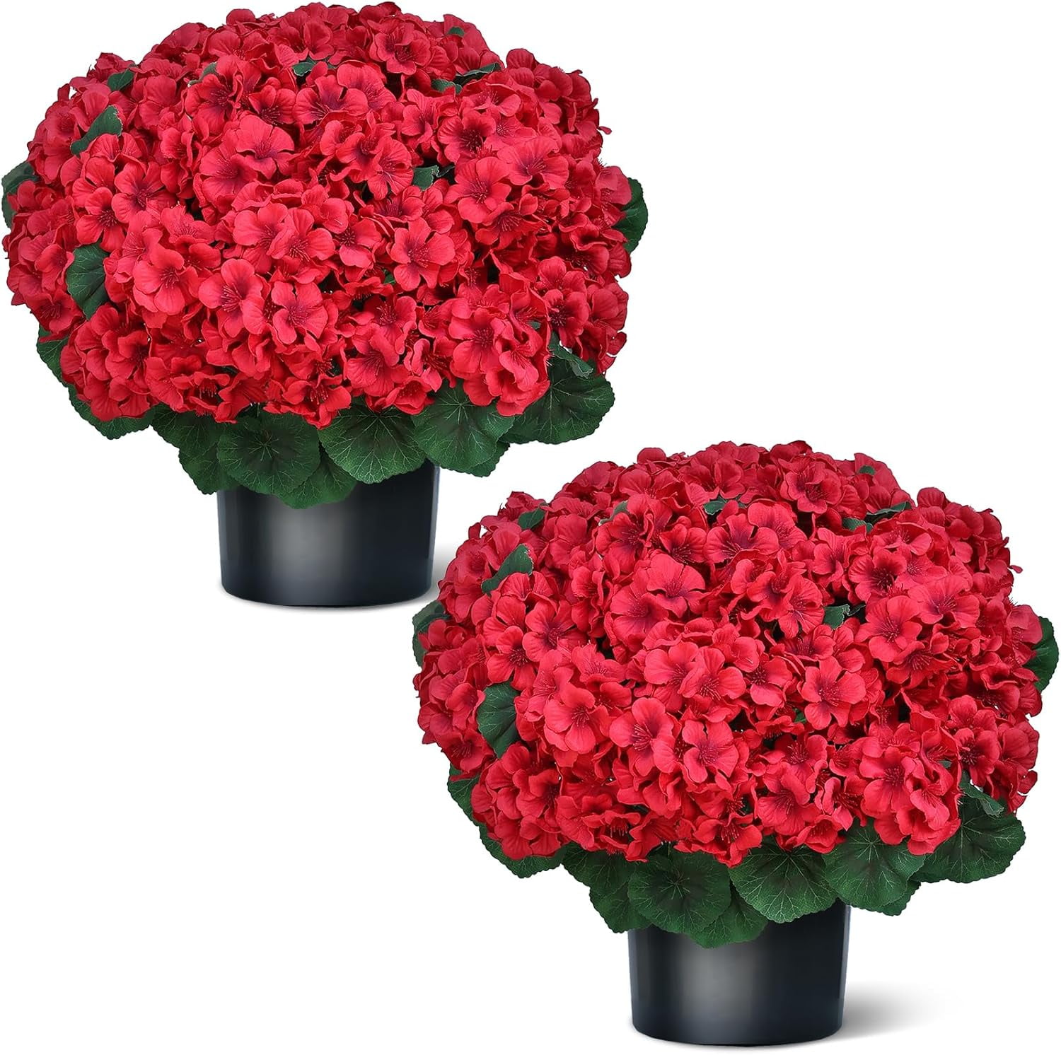 18" Artificial Geraniums Topiary - 2 Set for Front Porch Decor,Faux ...