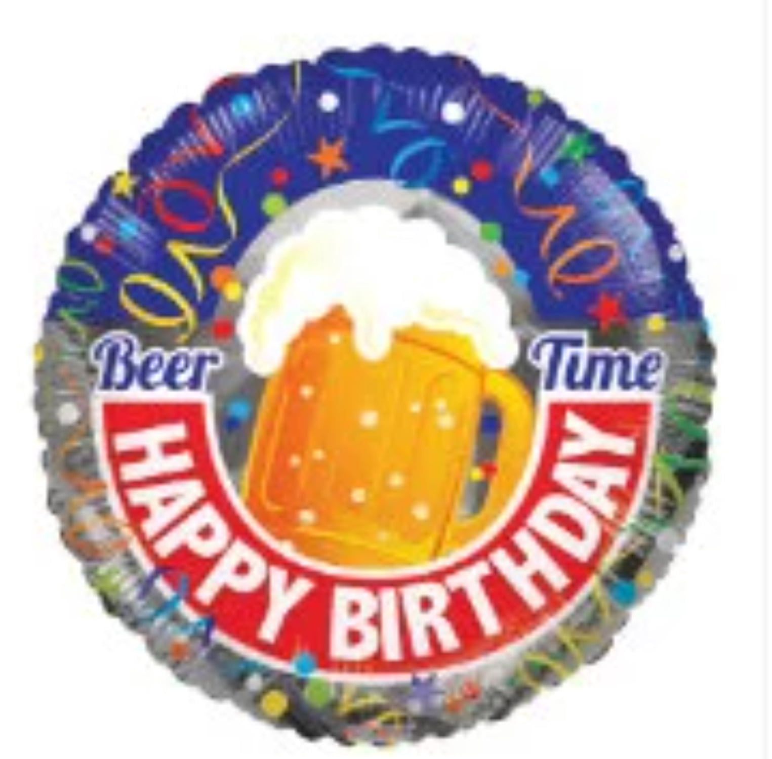 18" BIRTHDAY BEER TIME Balloon Party Supplies Decorations Foil Mylar ...