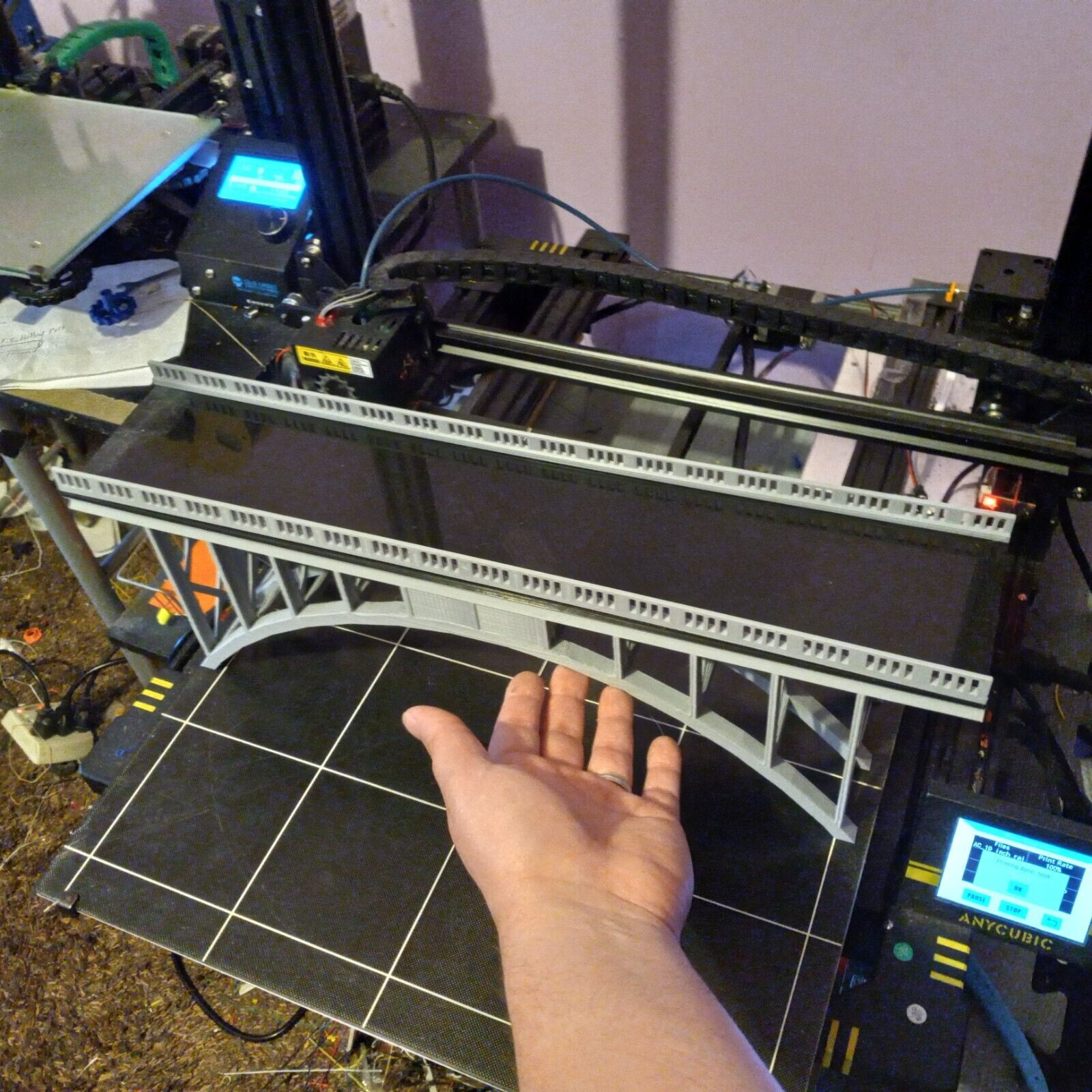 18" Big N Scale two Lane Vehicle/Train Truss Arch Bridge 3D Printed 1: ...
