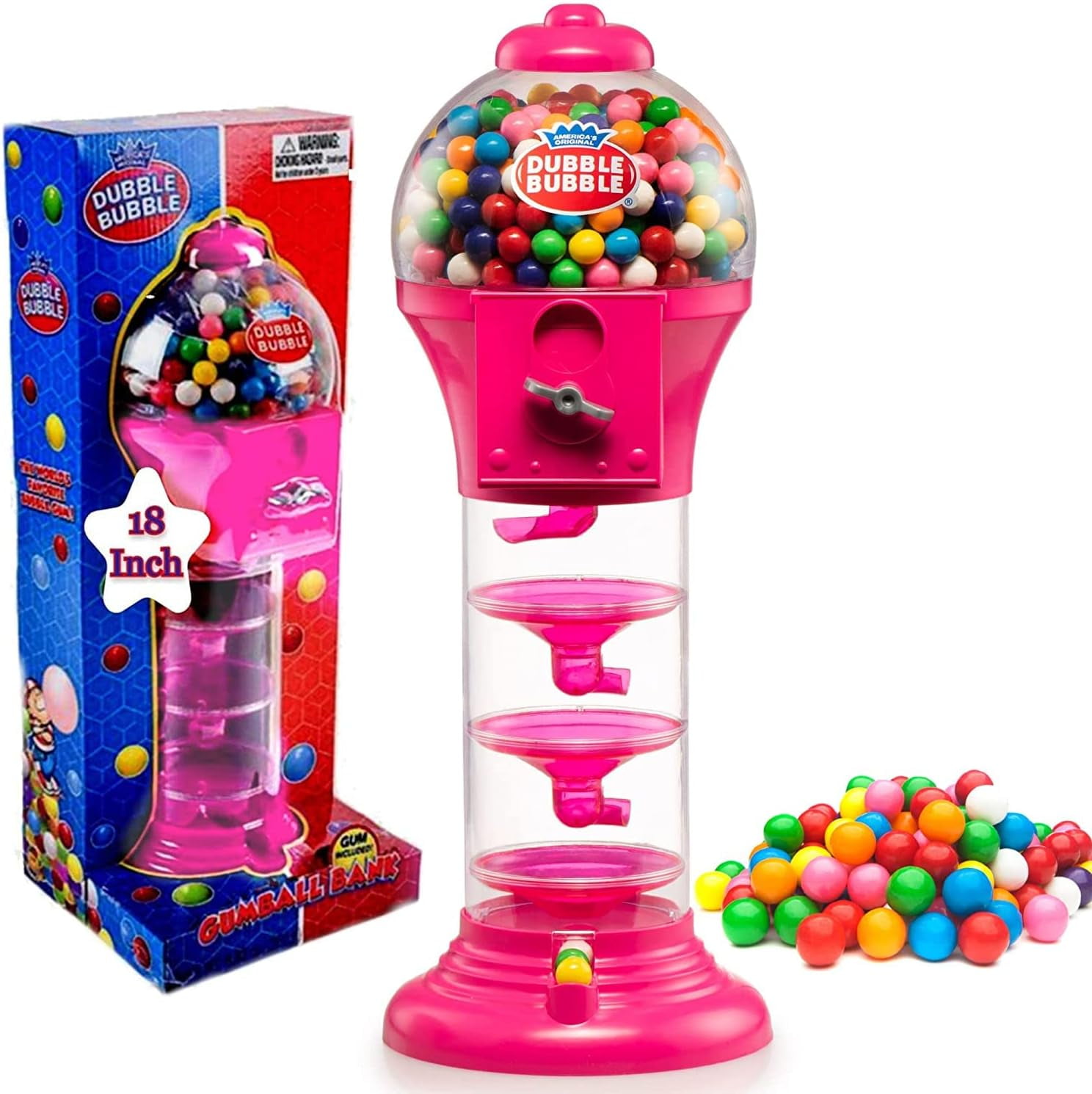 18" Big Spiral Gumball Machine for Kids - Includes Aprox 113 Gum Balls ...