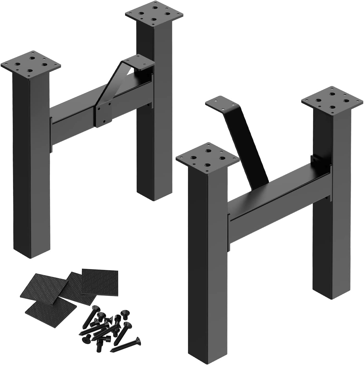 18” Black Bench Legs (2PCS) H-Shape with Additional Bracket Heavy Duty ...