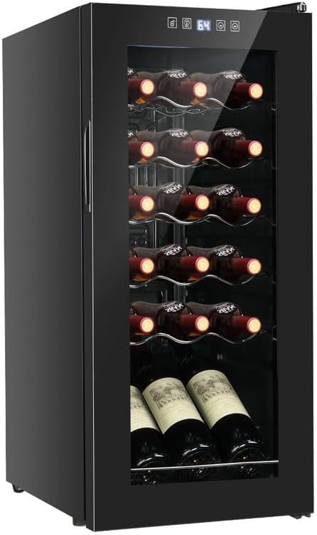 18 Bottle Freestanding Wine Fridge, Compressor Wine Cooler Refrigerator ...