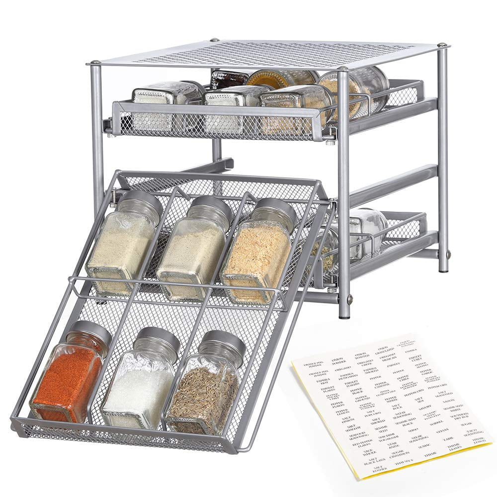 18-Bottle Metal Spice Rack with Drawer Organizer, 3-Tier - Walmart.com