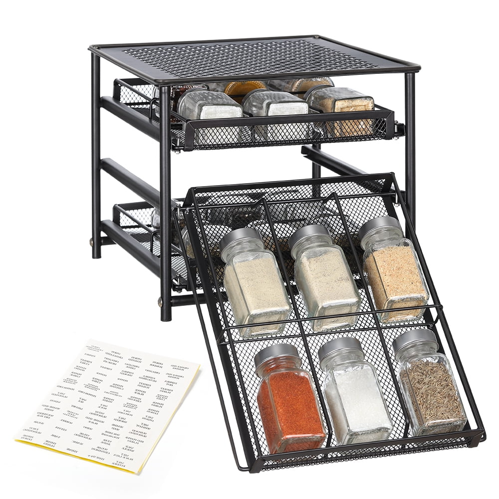 Large NEX 3-Tier 18-Bottle Spice Rack Organizer with Big Drawers ...