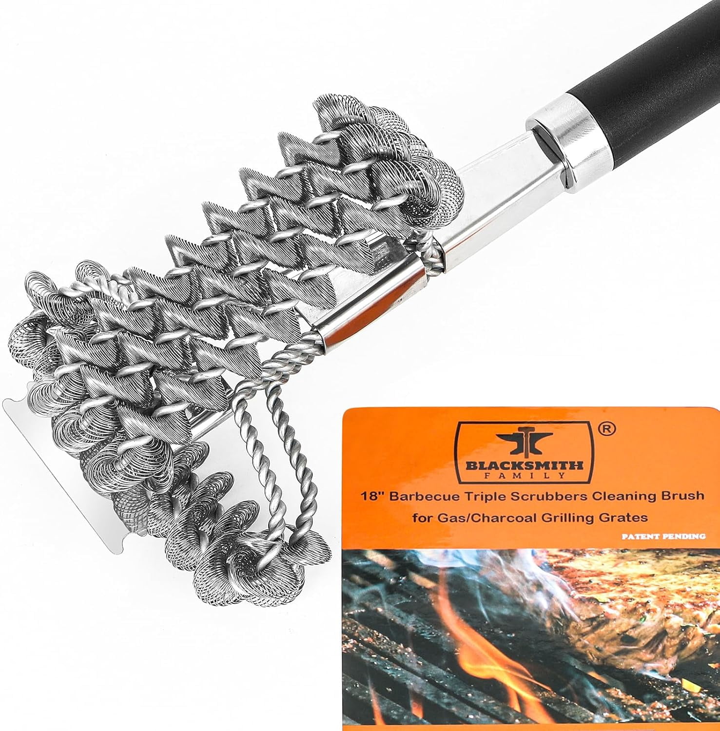 18" Bristle Free Grill Brush Barbecue Triple Scrubbers Cleaning Brush ...