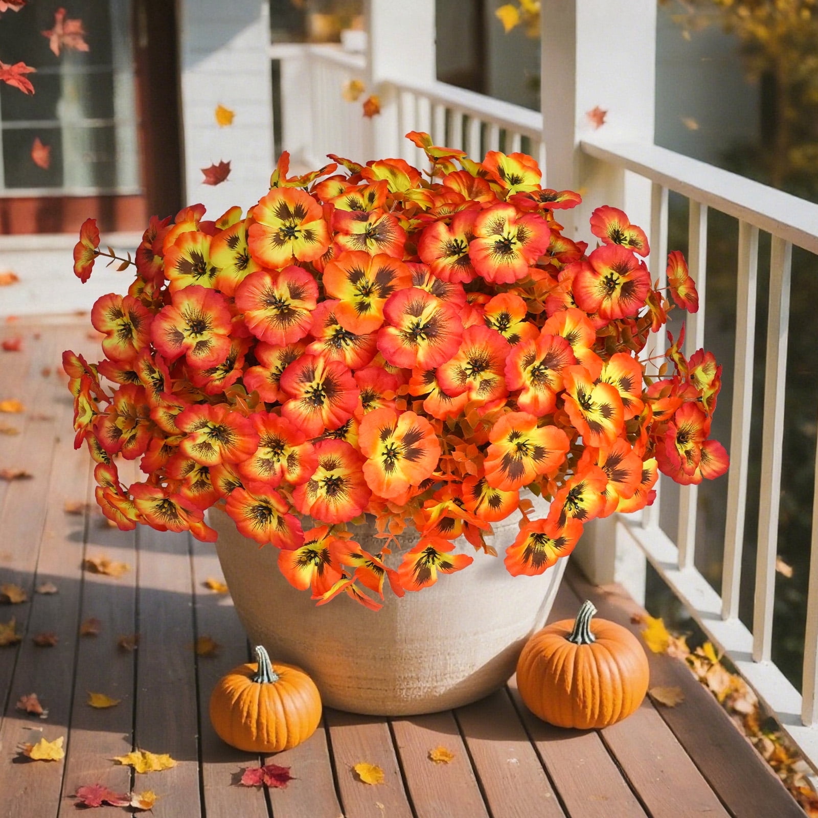 18 Bundles Autumn Artificial Pansy Flowers for Outdoor, UV Resistant ...