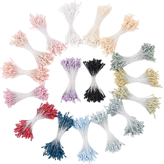 18 Bundles Crepe Paper Flowers 18 Colors 3D Flower Stamens 2mm Pearl ...