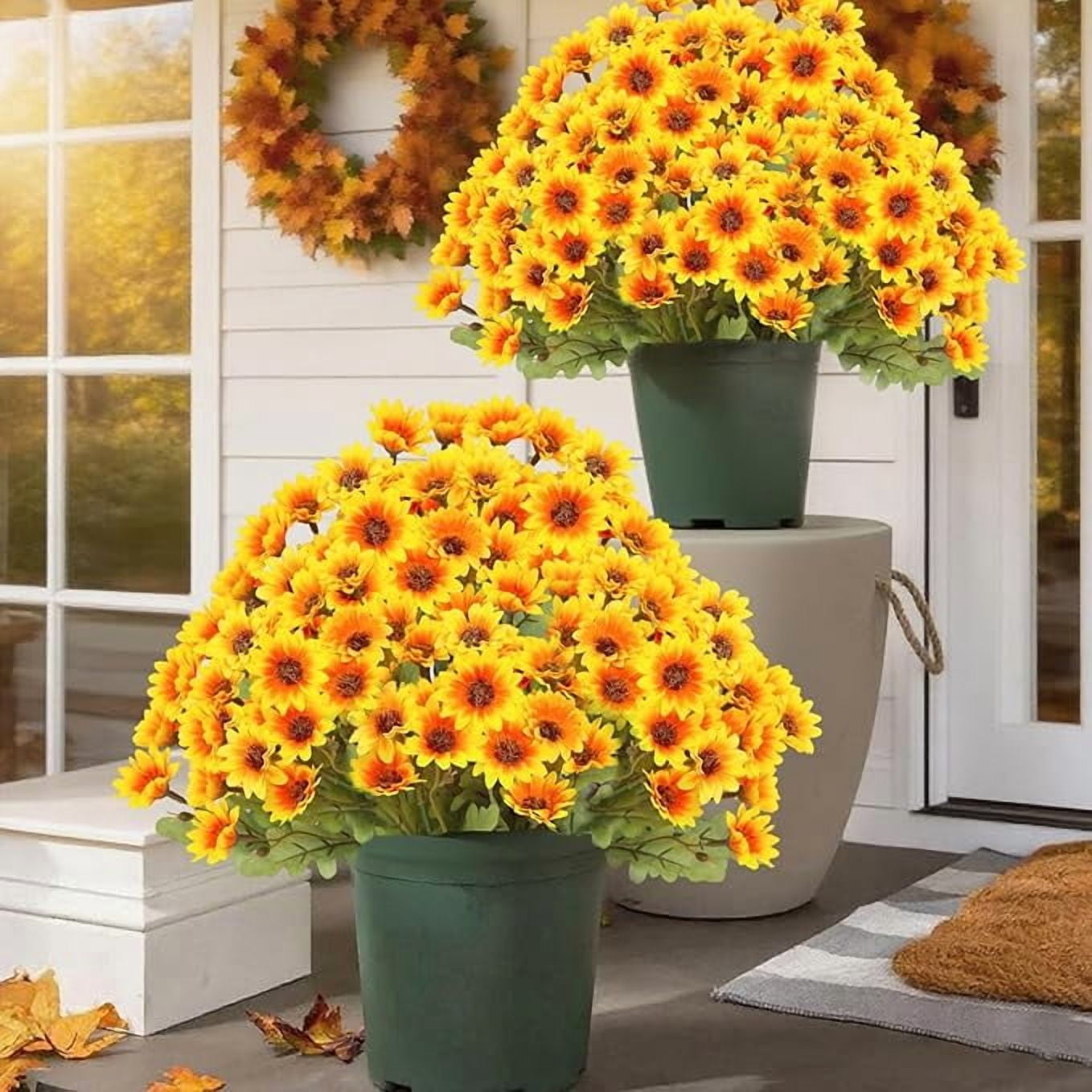 18 Bundles Fall Artificial Flowers for Outdoor, Autumn Faux Plants Fake ...