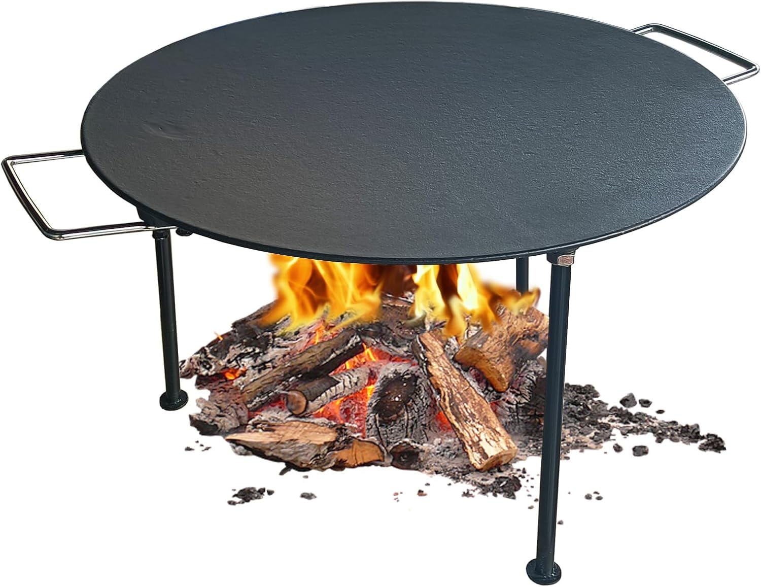 18"Campfire Grill Griddle, Cast Iron Grill Pan with Handles, 3 ...