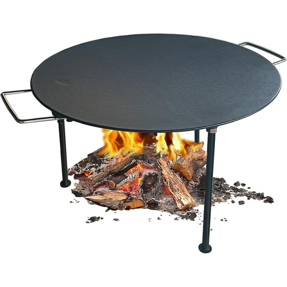 18"Campfire Grill Griddle, Cast Iron Grill Pan with Handles, 3 ...
