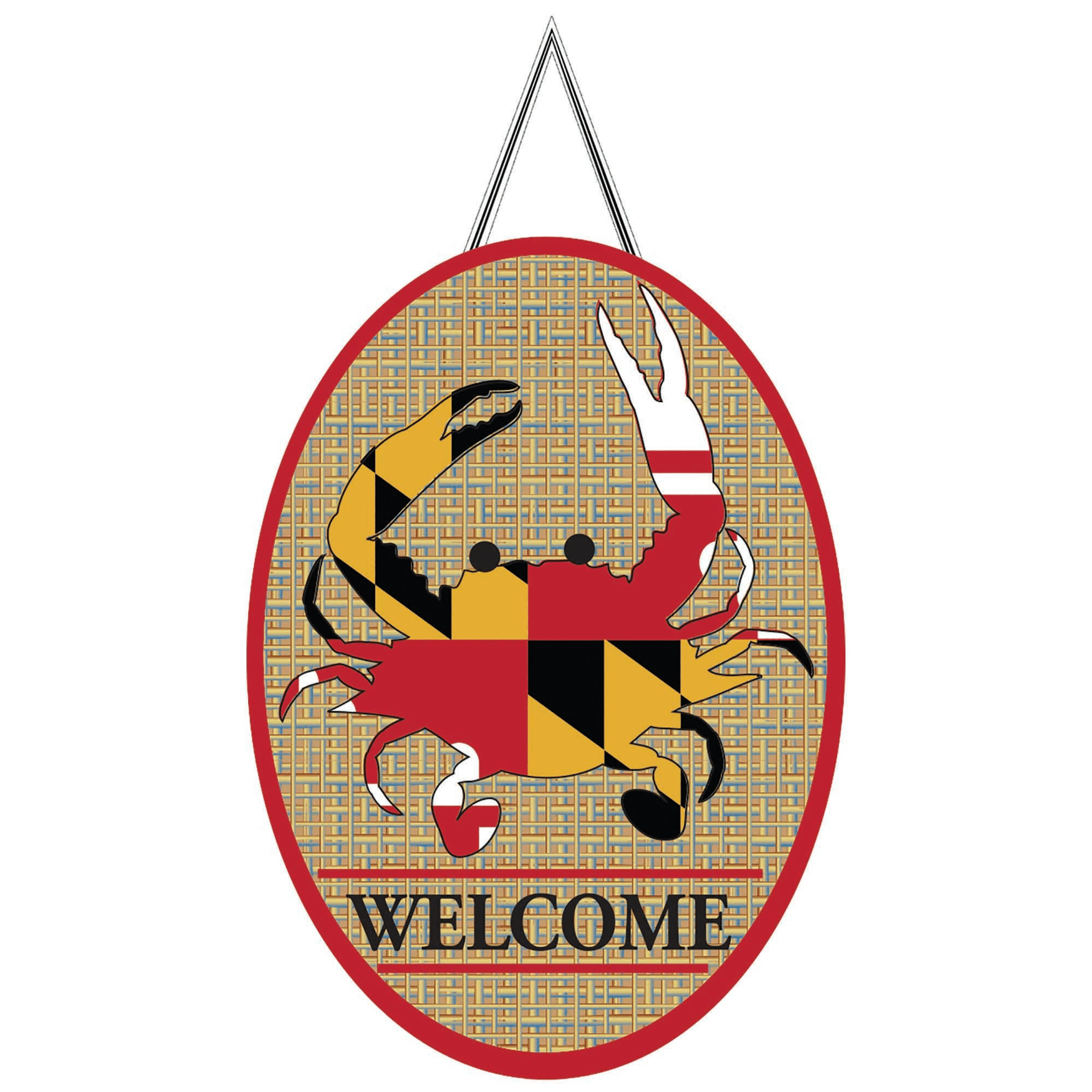 18" Canvas Maryland State Flag Crab “Welcome" Oval Door Banner ...