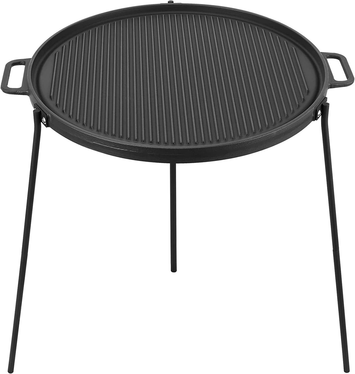 18" Cast Iron Campfire Griddle, Double Sided Reversible Stovetop Grill ...