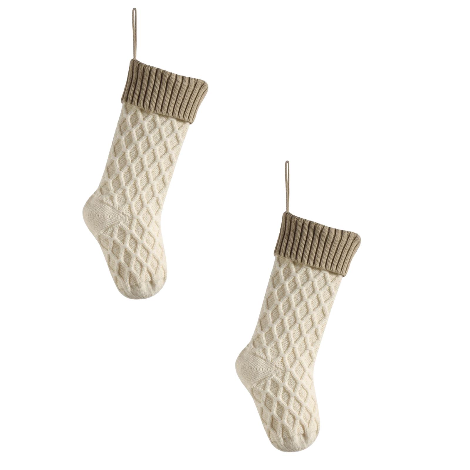 18" Christmas Stockings Bulk, 2 Pack Large Size Cable Knitted Fireplace ...