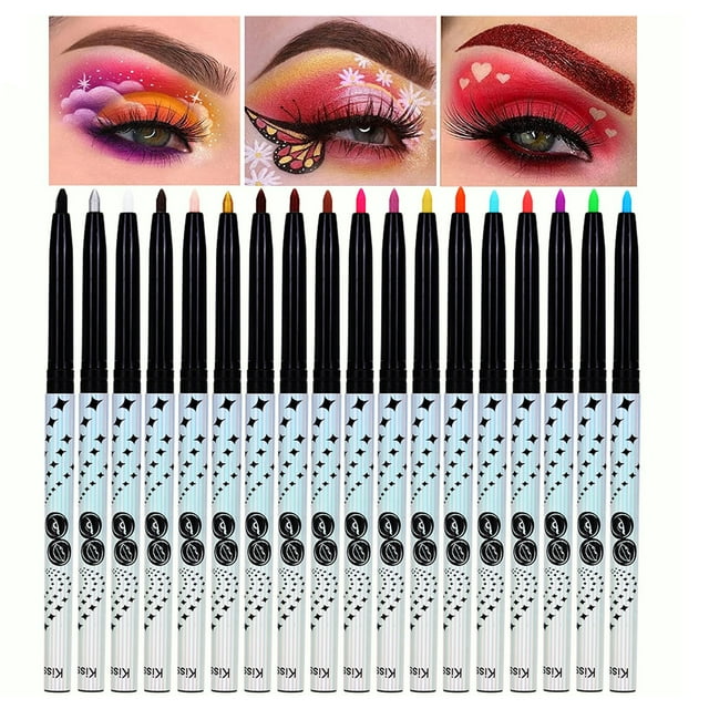 18 Colors Colored Gel Eyeliners Eye liners Pencils Pen Set Multicolor ...