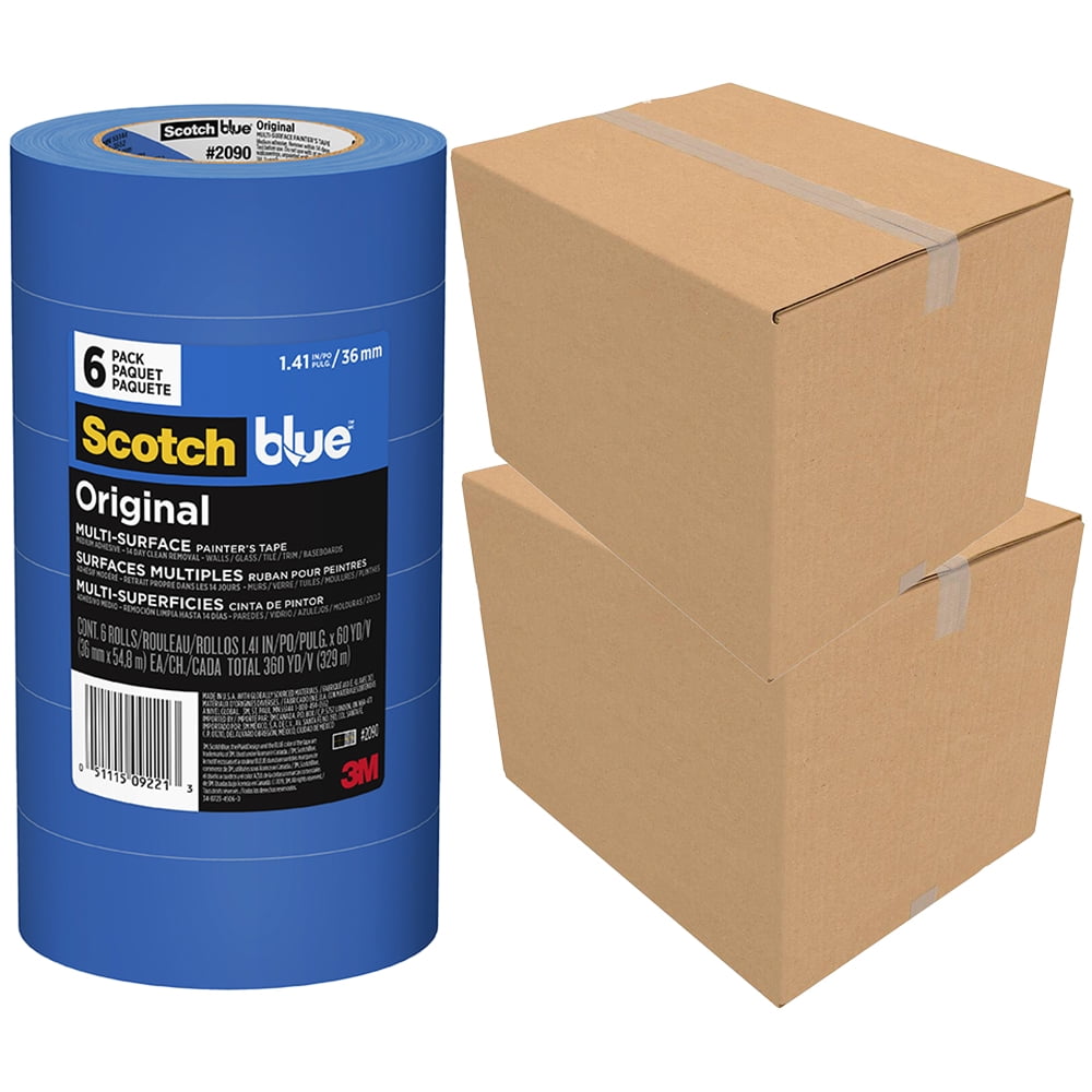 18 Contractor Packs of 1.41" x 60 yds 3M 2090-36QC6 Blue ScotchBlue ...