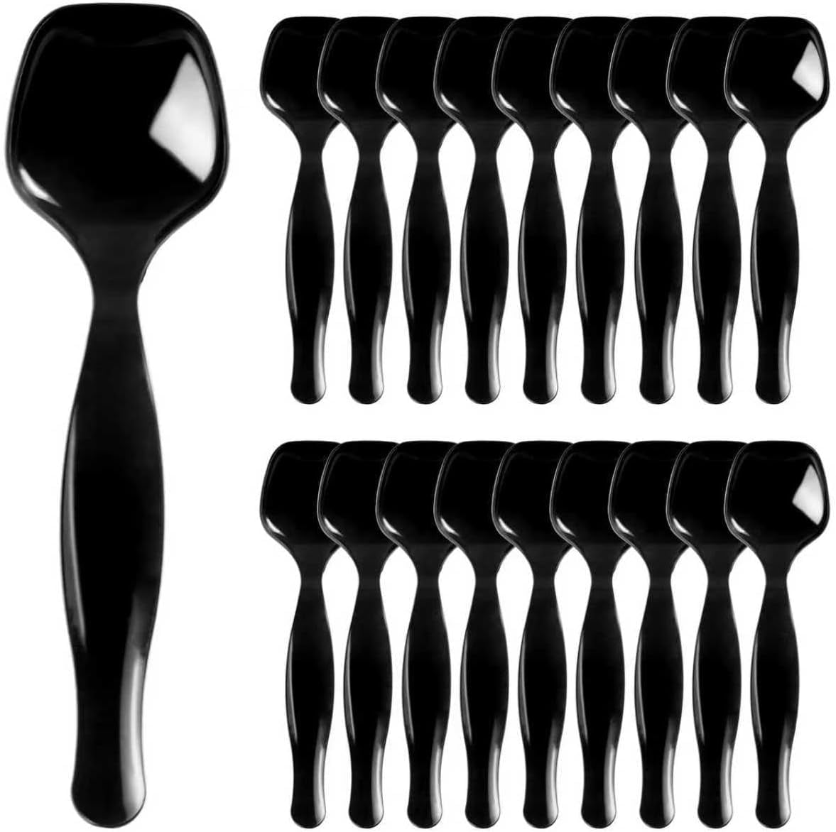 18 Count Disposable Black Plastic Serving Spoons for Buffet, Large ...