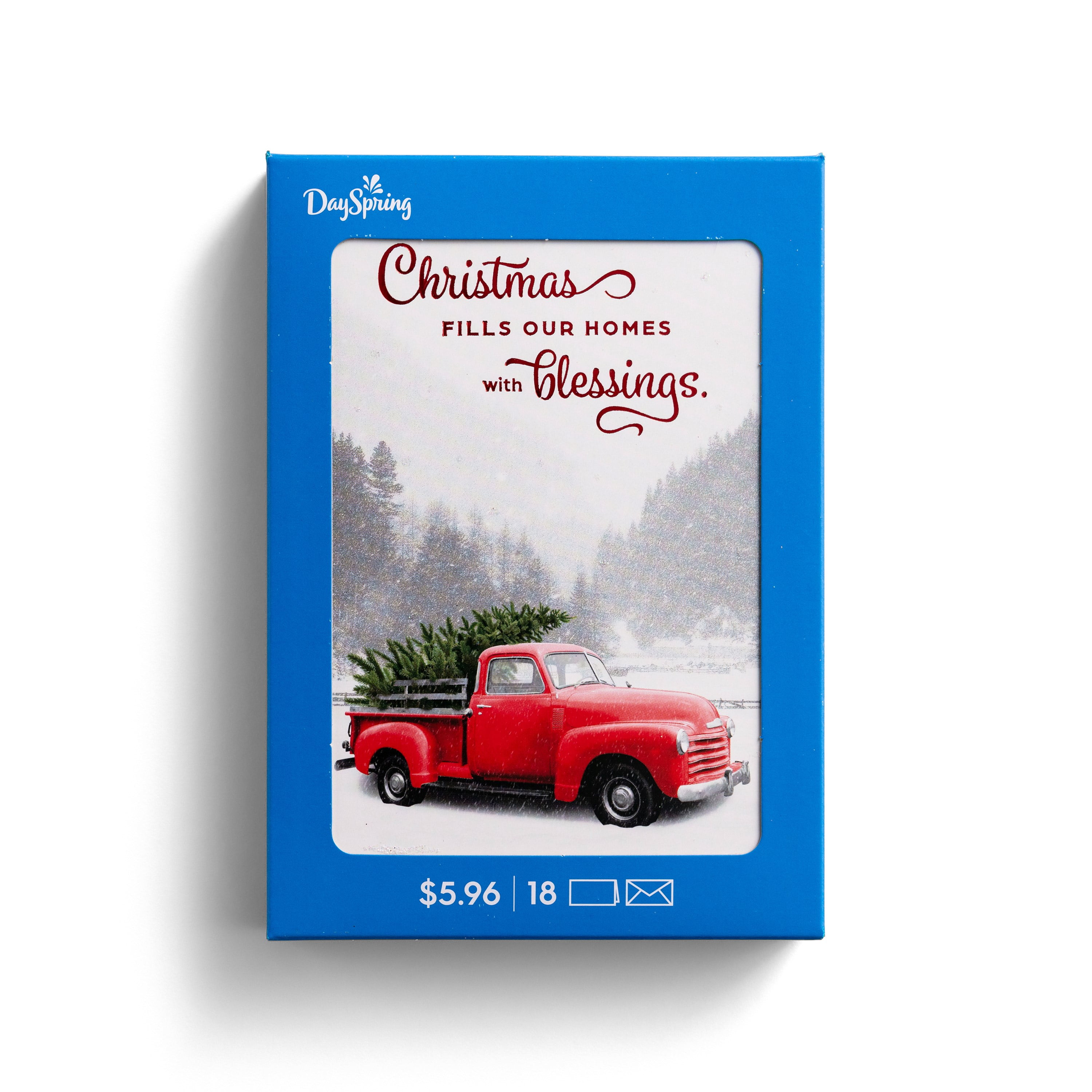 18 Count Inspirational Christmas Boxed Cards, Black & White Red Truck ...