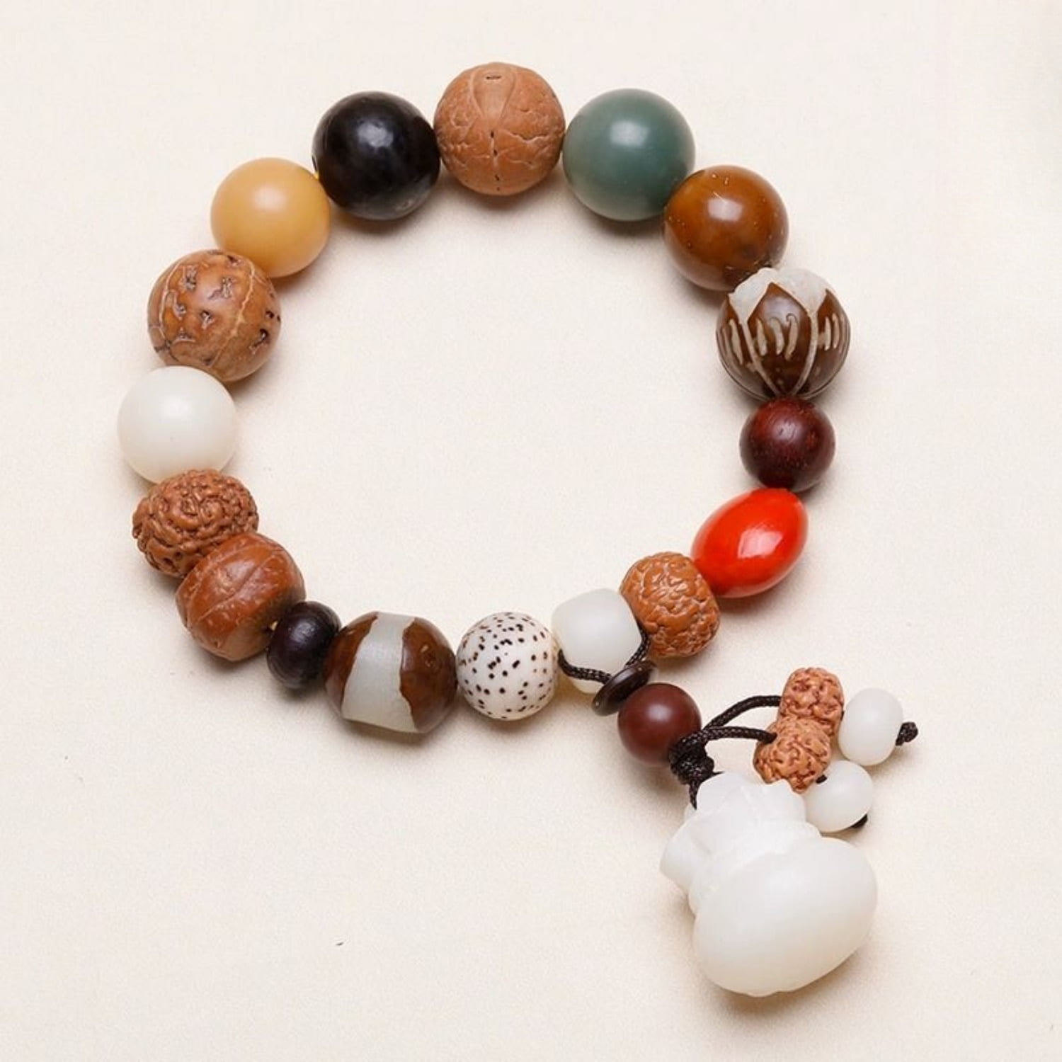 18-Count Red Sandalwood Buddhist Prayer Bracelet Star Moon Bodhi Natural Stone Beads - Walmart.com