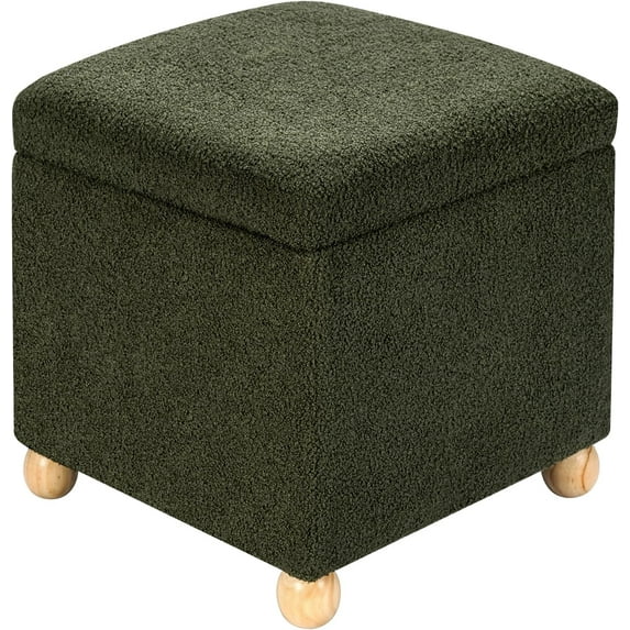 18” Cube Storage Ottoman,Teddy Velvet Square Foot Rest Stools ...