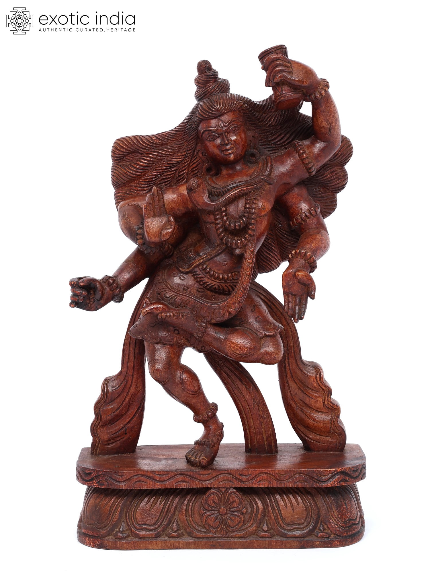 18" Dancing Lord Shiva Wood Carving - Nataraja Motion Sculpture ...